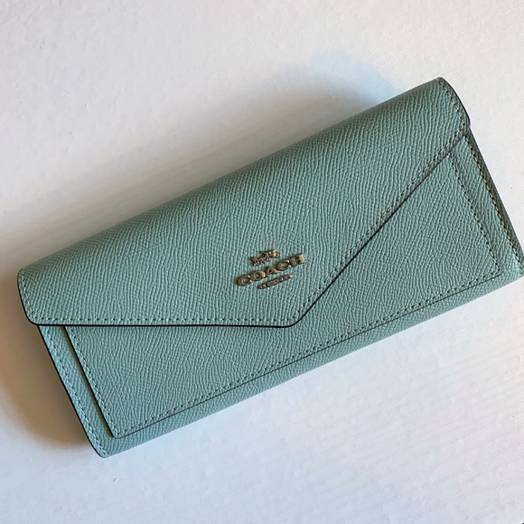 Coach | Bags | Coach Soft Envelope Wallet Light Teal Leather Nwt | Poshmark